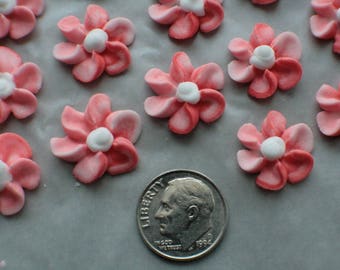 Royal Icing Flower Cupcake Toppers Rainbow Mix w/ White Sugar