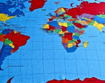 World map fabric | Etsy