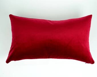 Red velvet cushion | Etsy