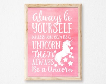 Pretty Unicorn PRINT. 8X10. Nursery Art Wall Decor