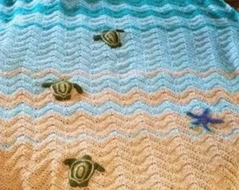 Sea turtle blanket | Etsy