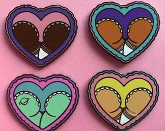 Booty Worship Enamel Pin. Butts Lapel Pin.