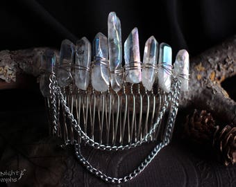 Raw Crystal Magic Quartz Comb Natural Rock Crystal Shards on