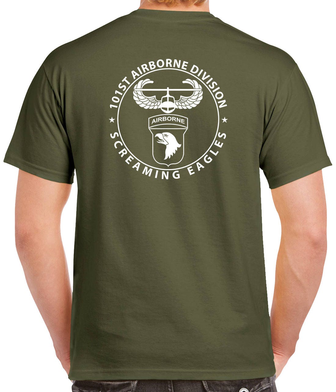 101st Airborne T-Shirt 2 Sided Tee Paratrooper 1112-2