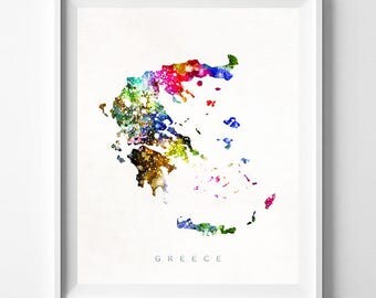 Greece Watercolor Map Art Print 1481