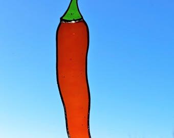 Stained Glass Green Chilli Pepper Suncatcher Green Glass