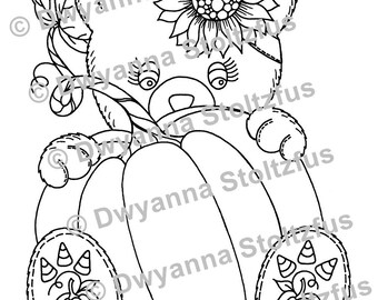 5 Pages Fabulous Fall Digital Downloads to Color Punpkins