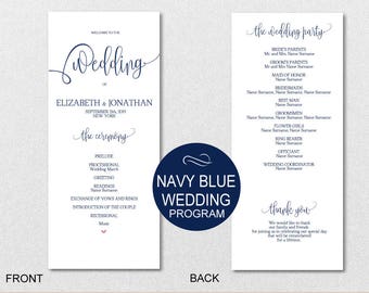 Blue wedding program | Etsy