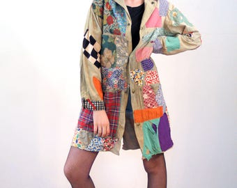 Patchwork coat | Etsy