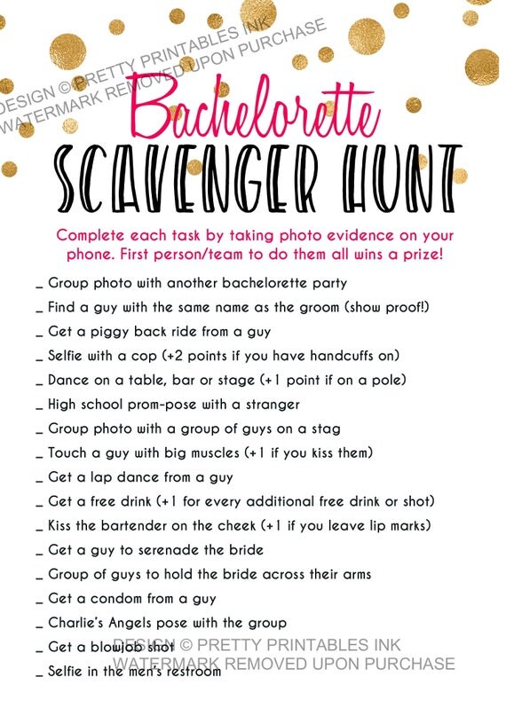 Bachelorette Scavenger Hunt Printable Printable Word Searches