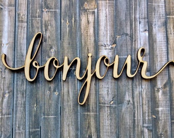 Bonjour sign | Etsy