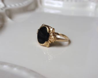 Art deco onyx ring | Etsy