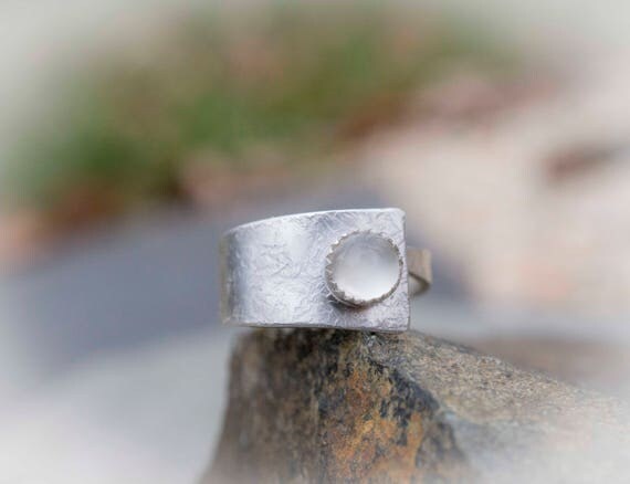Moonstone Ring Modern Moonstone Ring Silver Moonstone Ring