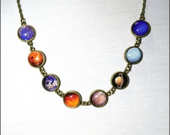 Solar System Necklace Pendant Spinning Solar System 925