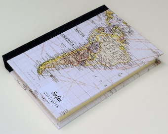 Personalized Travel Journal with Pockets and Envelopes Map