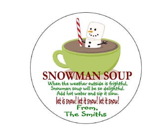 Snowman soup labels | Etsy