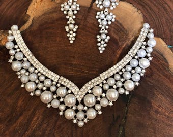 Rhinestone necklace | Etsy