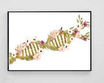 DNA Watercolor Print Genetics Watercolor Art Print Set