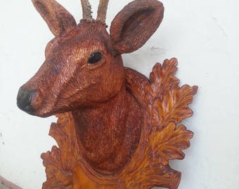 Wood carved deer | Etsy