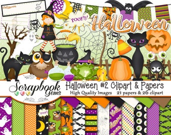Halloween clipart and papers Ghost clipart Witch clipart