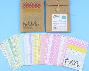 27 Sheets Masking Sticker Set Paper Stickers Deco Stickers