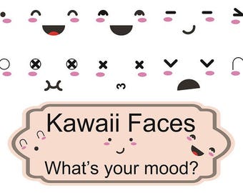 Kawaii Face Clipart Cute Faces Clip Art Expression Happy Sad