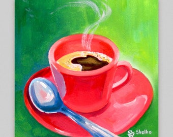 Coffee cup painting | Etsy