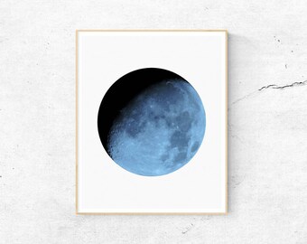 Blue moon print | Etsy