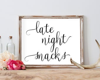 Wedding Late Night Snack Snack Bar Sign Printable Reception