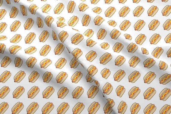 Hot Dog Fabric Tiny Hot Dogs On White By Tarareed Hot Dog