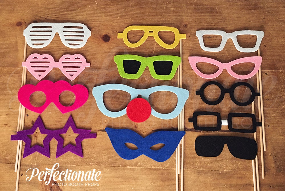 Photo Booth Glasses Prop Glasses Set of 13 Props