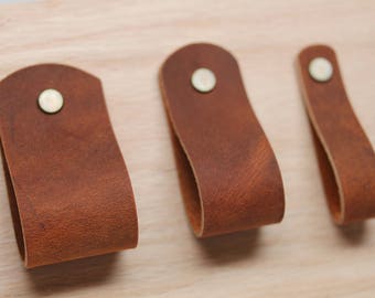 Leather drawer pulls | Etsy