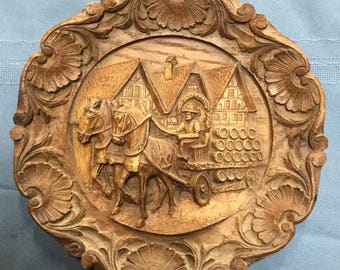 Carved wood plate | Etsy