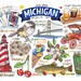 Michigan State print. Illustration. State symbols. The