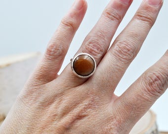 Brown stone ring | Etsy