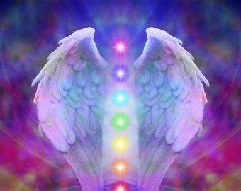 Chakra Art Rainbow Angel Print Reiki Energy Attuned