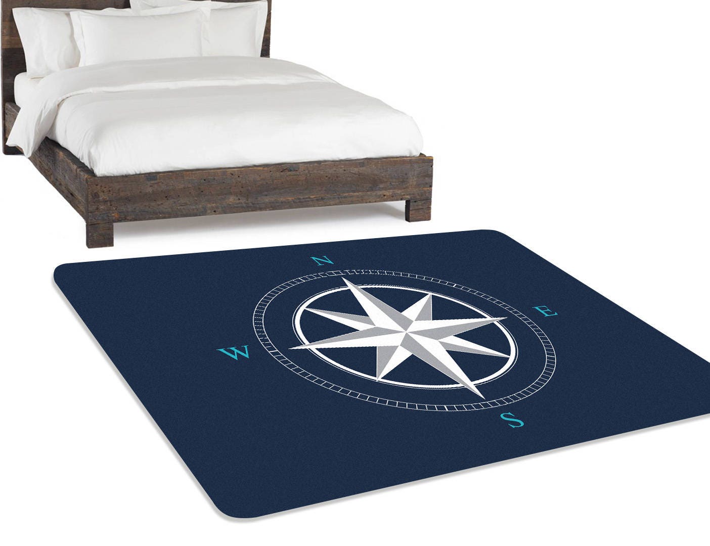 Nautical Rug Navy Rug Compass Rose Nautical Home Decor