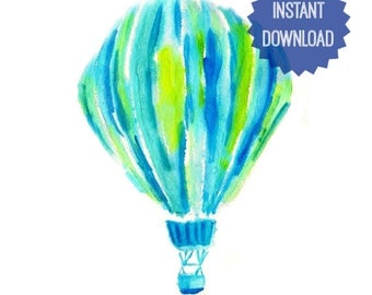 Hot Air Balloon Watercolor Print of Painting