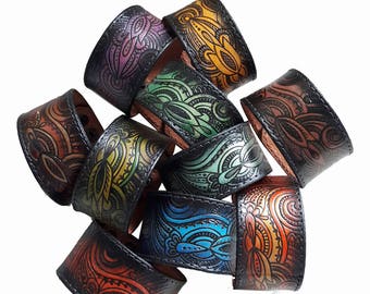 Pyrography bracelet | Etsy