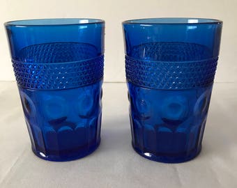 Blue glass tumblers | Etsy