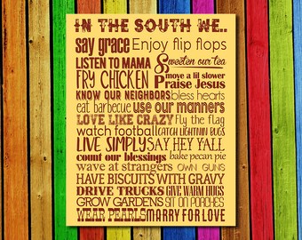 Southern Sayings. Hey Y'all. Southern Wall Art. Sweet Tea.