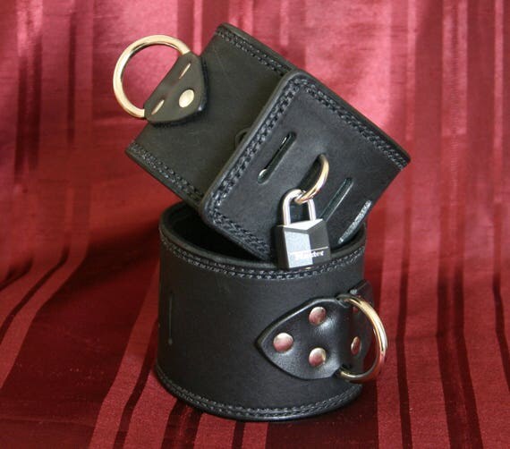 3 Hasp Series Locking Wrist Cuffs / Leatherotic