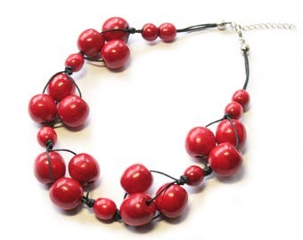 Bold red necklace | Etsy