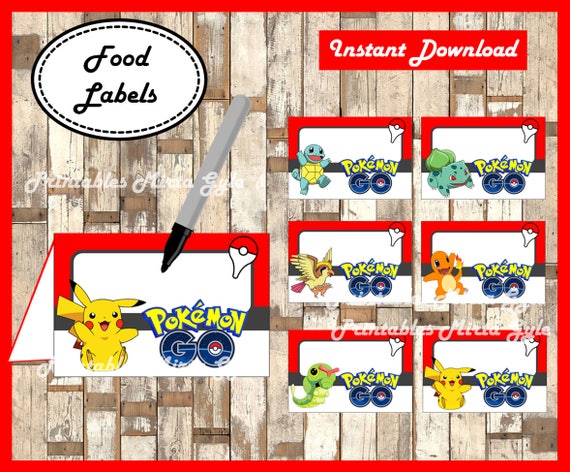 Pokemon Food labels printable Pokemon party food tent cards