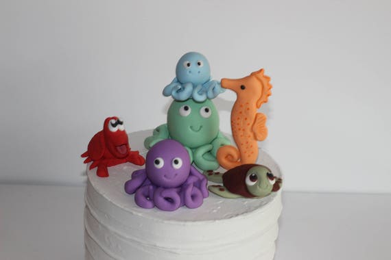 Fondant Octopus Under Sea Creatures Decoration Sugar Cake