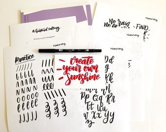 Hand lettering worksheets | Etsy
