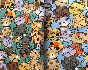 Cat print fabric | Etsy