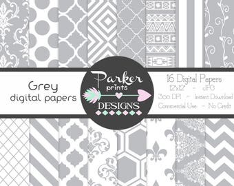 Grey digital paper | Etsy