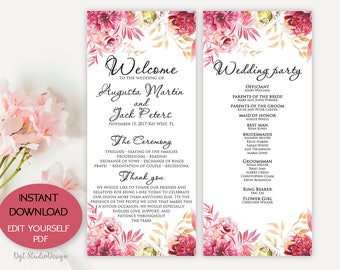 Pink wedding program | Etsy