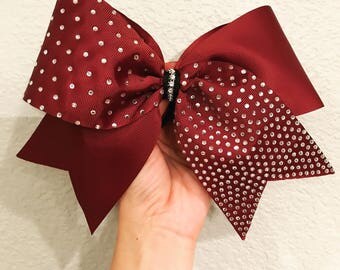 Burgundy cheer bow | Etsy